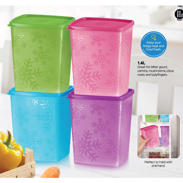 Tupperware Snowflake Cool Square Round (4) 1.4L | Shopee Malaysia