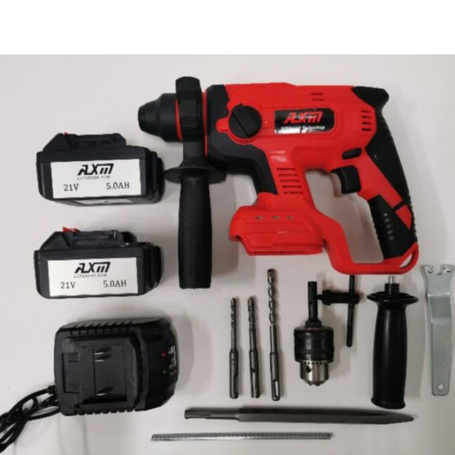 AXM 21V BATTERY BRUSHLESS MOTOR ITALY CORDLESS ROTARY HAMMER DRILL 3IN1 ...