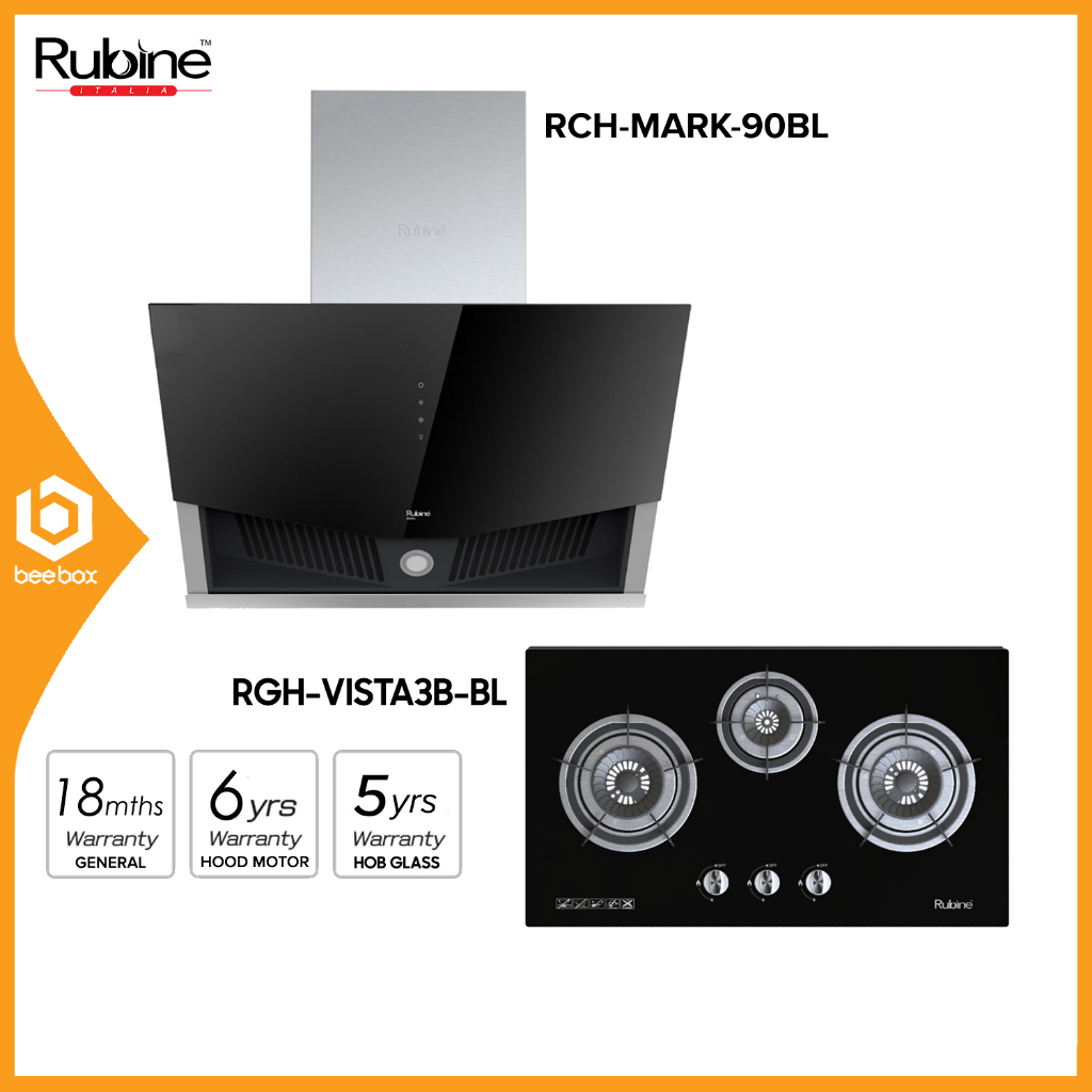 Rubine RCH-MARK-90BL / RCH-MARKXBL Chimney Hood 1400 m³/hr + RGH ...