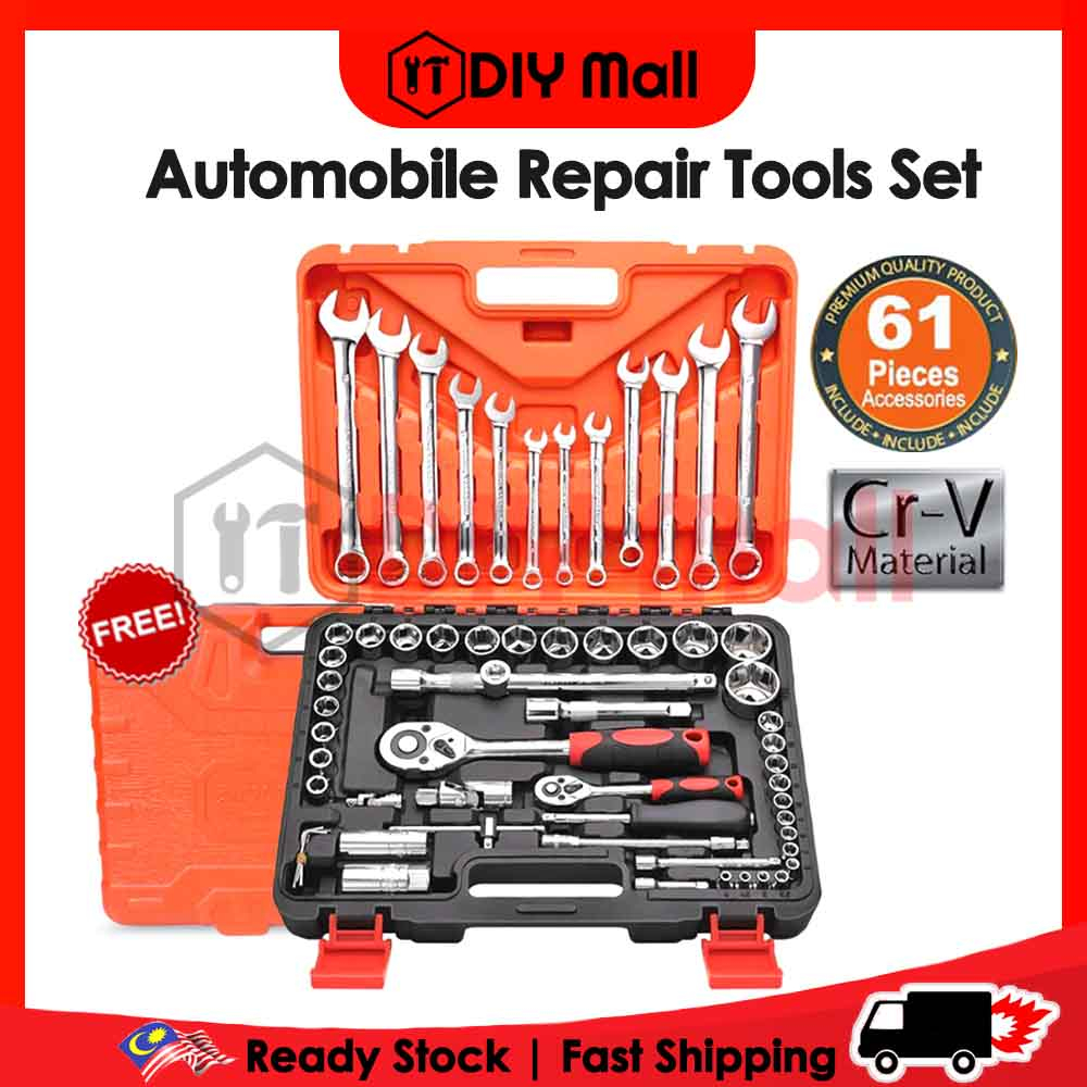 DIYMALL Original 61pcs 82pcs CrV Combination Socket Wrench Ratchet ...