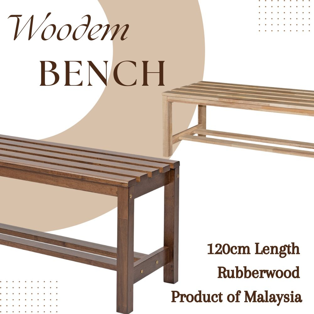 Rubberwood Bench Chair, Kerusi Kayu Panjang, Shoe Bench, Waiting Bench ...