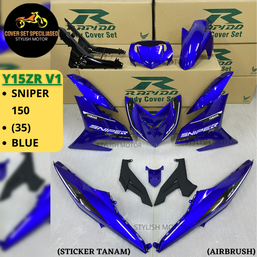 (STICKER TANAM/AIRBRUSH) RAPIDO COVER SET YAMAHA Y15 Y15ZR V1/V2 SNIPER 150 (35) BLUE | Shopee ...