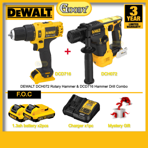 DEWALT DCH072 12V Brushless Rotary Hammer & DCD716 12V Hammer Drill 12V ...