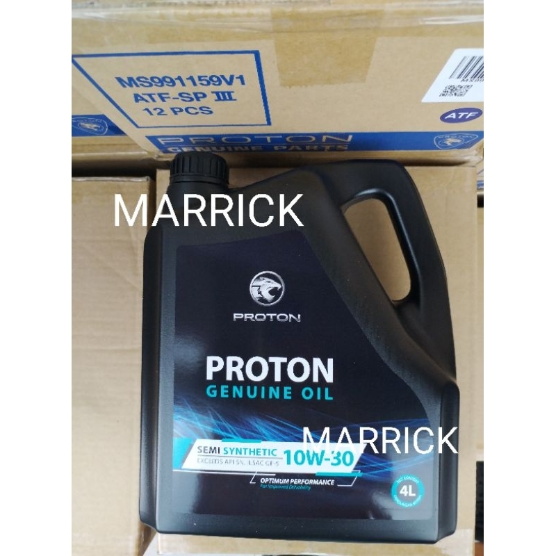 Proton engine oil 10W30 4 Litres SN semi synthetic Genuine | Shopee ...
