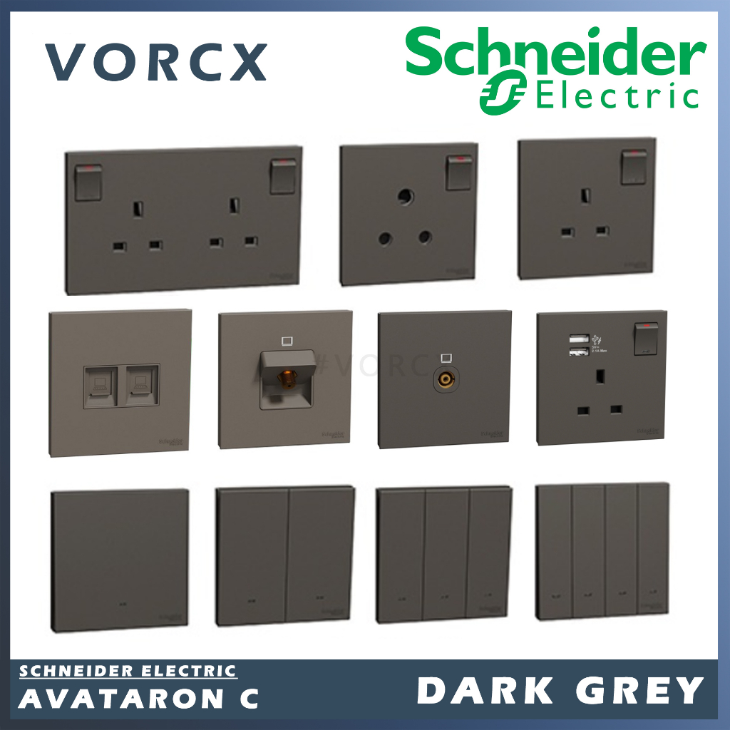 Schneider [ AvatarOn C ] Series Dark Grey Switches & Socket | Shopee ...