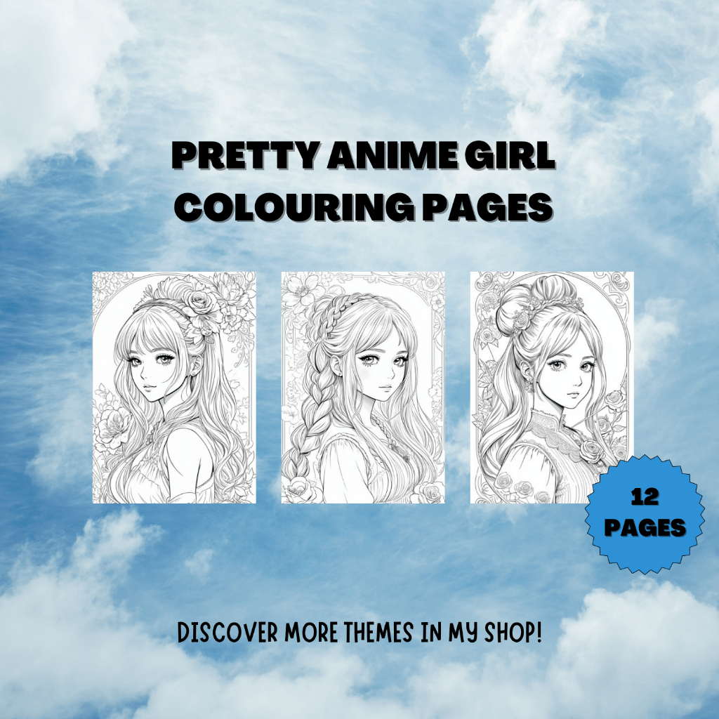 [PDF] 12 Pages Pretty Anime Girl Theme Printable Coloring Book Kids ...
