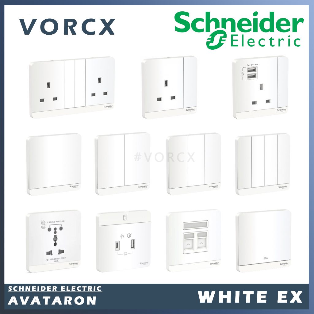 Schneider AvatarOn Series (LED & Extra) White Switches & Socket ...