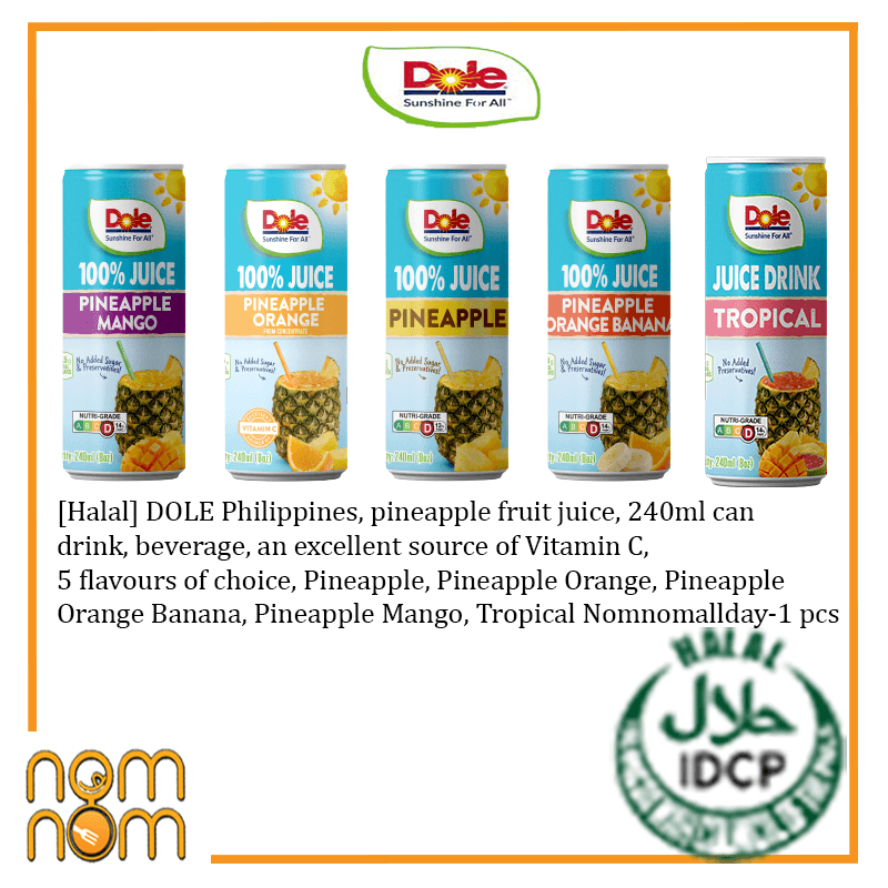 [Halal] DOLE Philippines PIneappple Juice fruit 240ml can, Pineapple/Orange/Banana/Mango ...