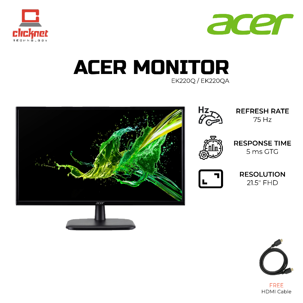Acer 22-inch Monitor EK220Q/EK220QA Full HD (1920 x1080) LCD Black ...