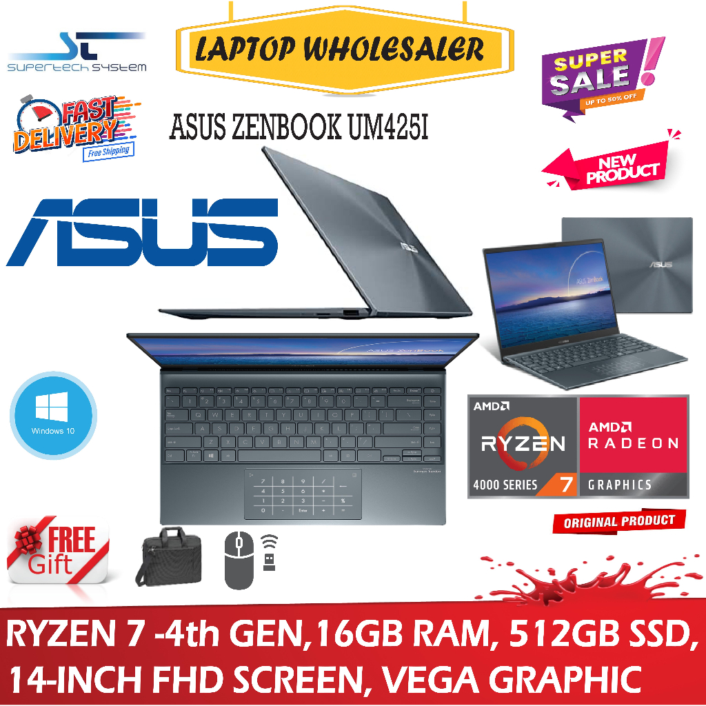 ASUS ZENBOOK UM425IA (RYZEN 7-4TH Gen, 16GB Ram, 512GB SSD, 14" FHD ...