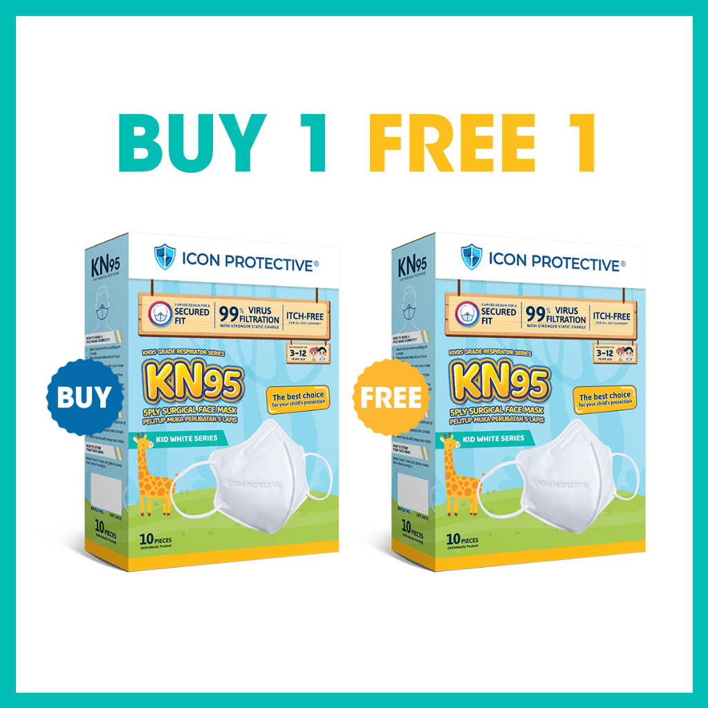 Icon Protective KN95 Kid Series - White (10pcs) [Buy 1 Free 1] | Shopee ...