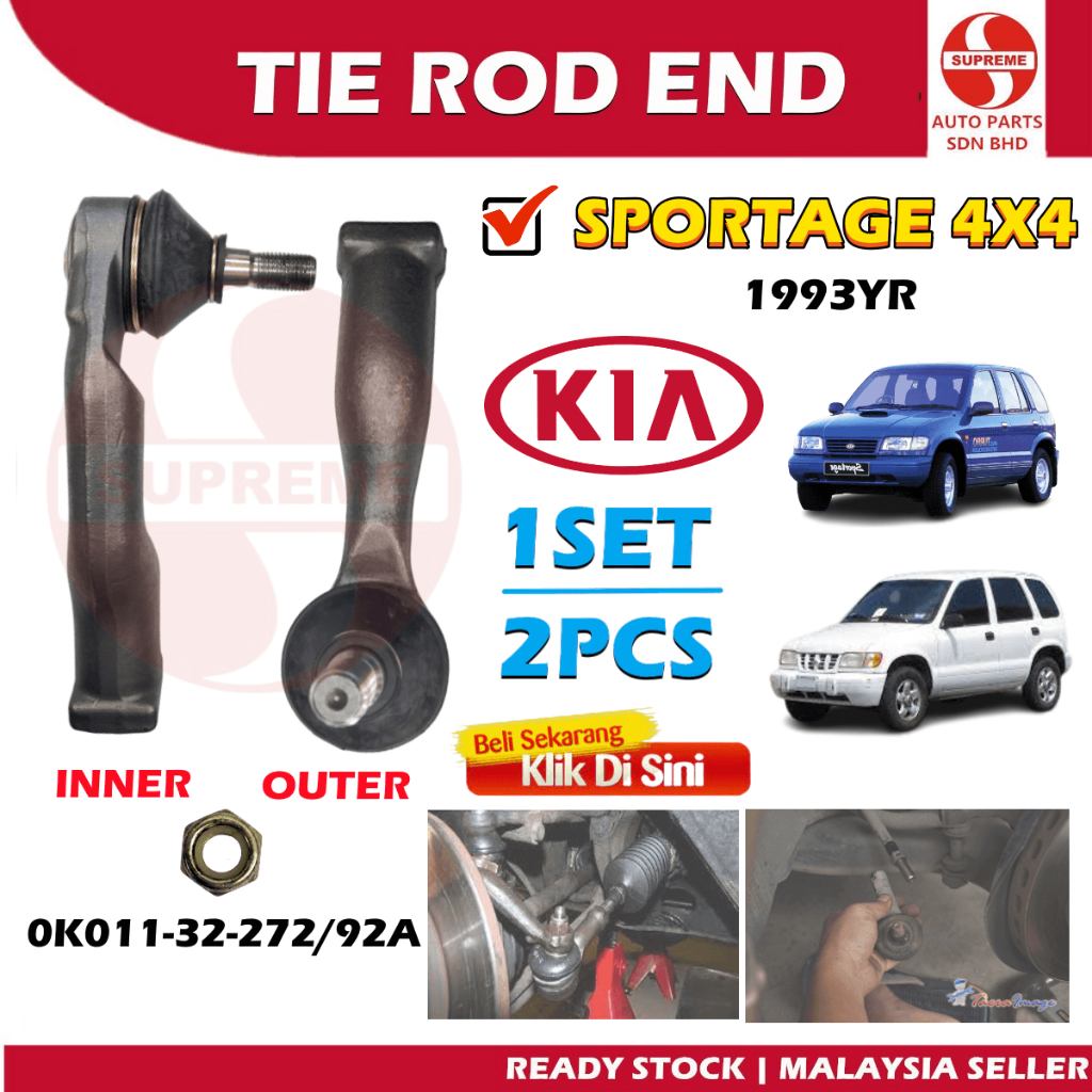 S2U Steering Rack Tie Rod End Outer Inner Kia Sportage 0K011-32-272/92 ...