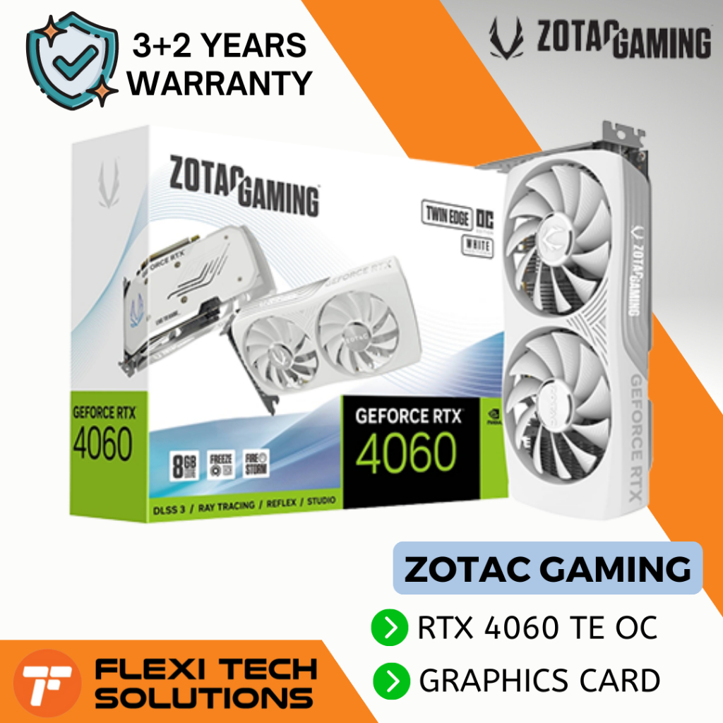 Flexi Tech ZOTAC GAMING GeForce RTX 4060 8GB Twin Edge OC White Edition 8GB GDDR6 GPU Graphics ...