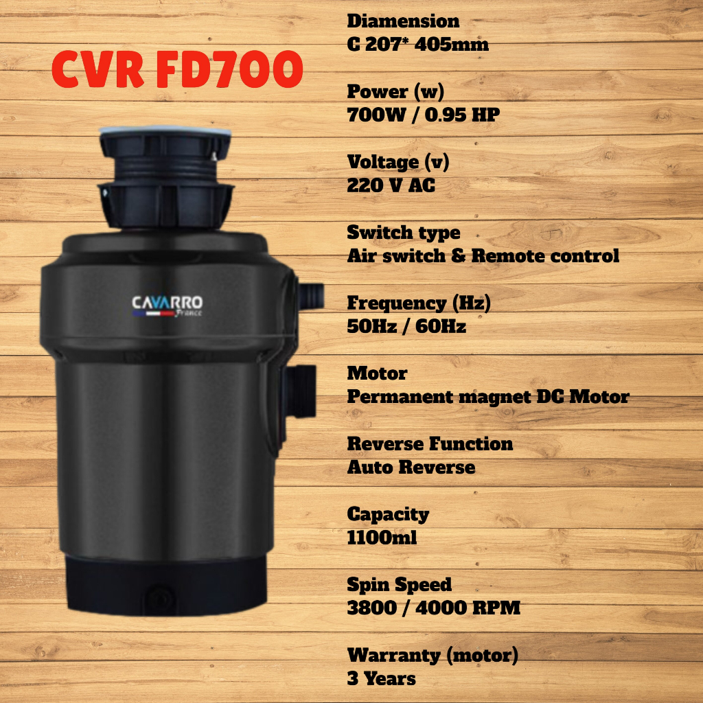 CAVARRO Food Waste Disposal CVR FD600 CVR FD700 CVR FD-800 | Shopee Malaysia