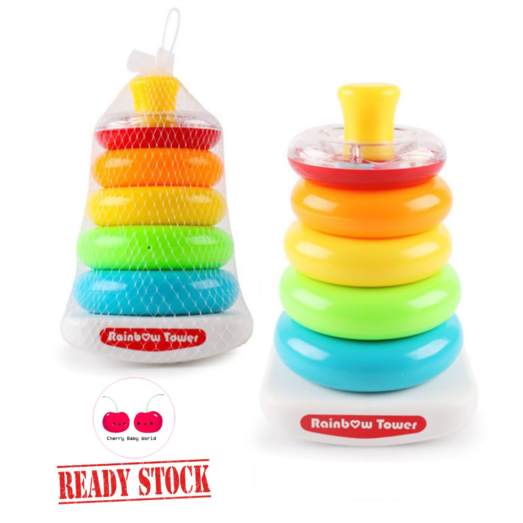 Rock-a-Stack Rainbow Tower Ring Baby Stacking Toy Montessori Toy ...