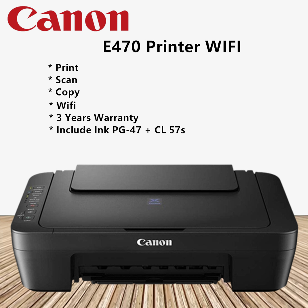 Canon Pixma E470 Hitam & kelabu / E470 Wi-Fi All In One Colour Inkjet Printer (Color Random ...