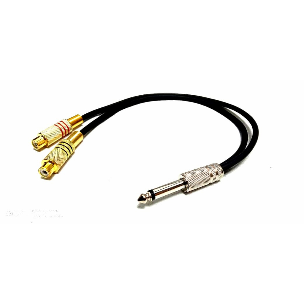 Mono 6.35mm Male Jack Audio plug to 2 RCA Jack Cable speaker mic DVD ...