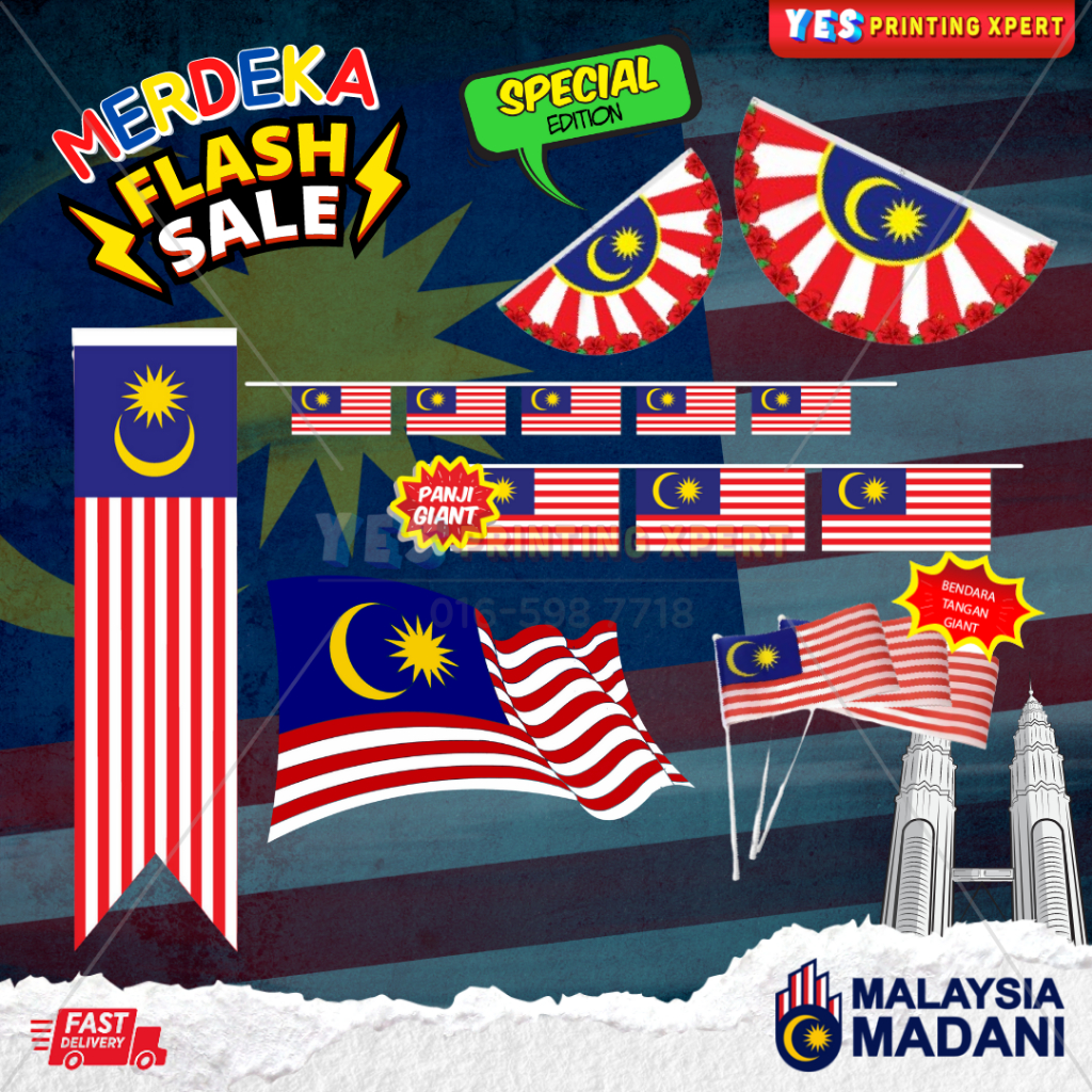 [READY STOCK] MERDEKA SALE BENDERA TANGAN, PANJI, BUNTING /NATIONAL ...