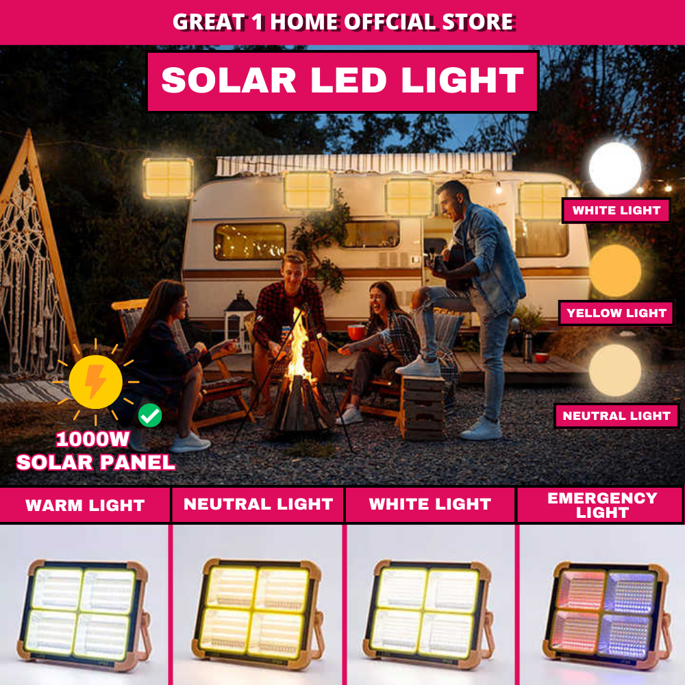 Portable LED Work Lamp 1000w Solar Working Light IP66 Waterproof Floor ...