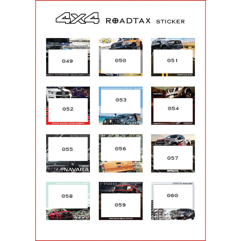 CAR ROADTAX STICKER ROAD TAX UNIVERSAL 4x4 HILUX PK | Shopee Malaysia