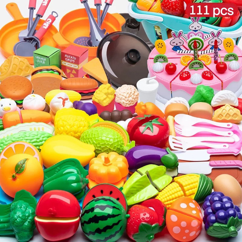 Cutting Play Food Pretend Play Set Toy Early Learning Educational Food ...