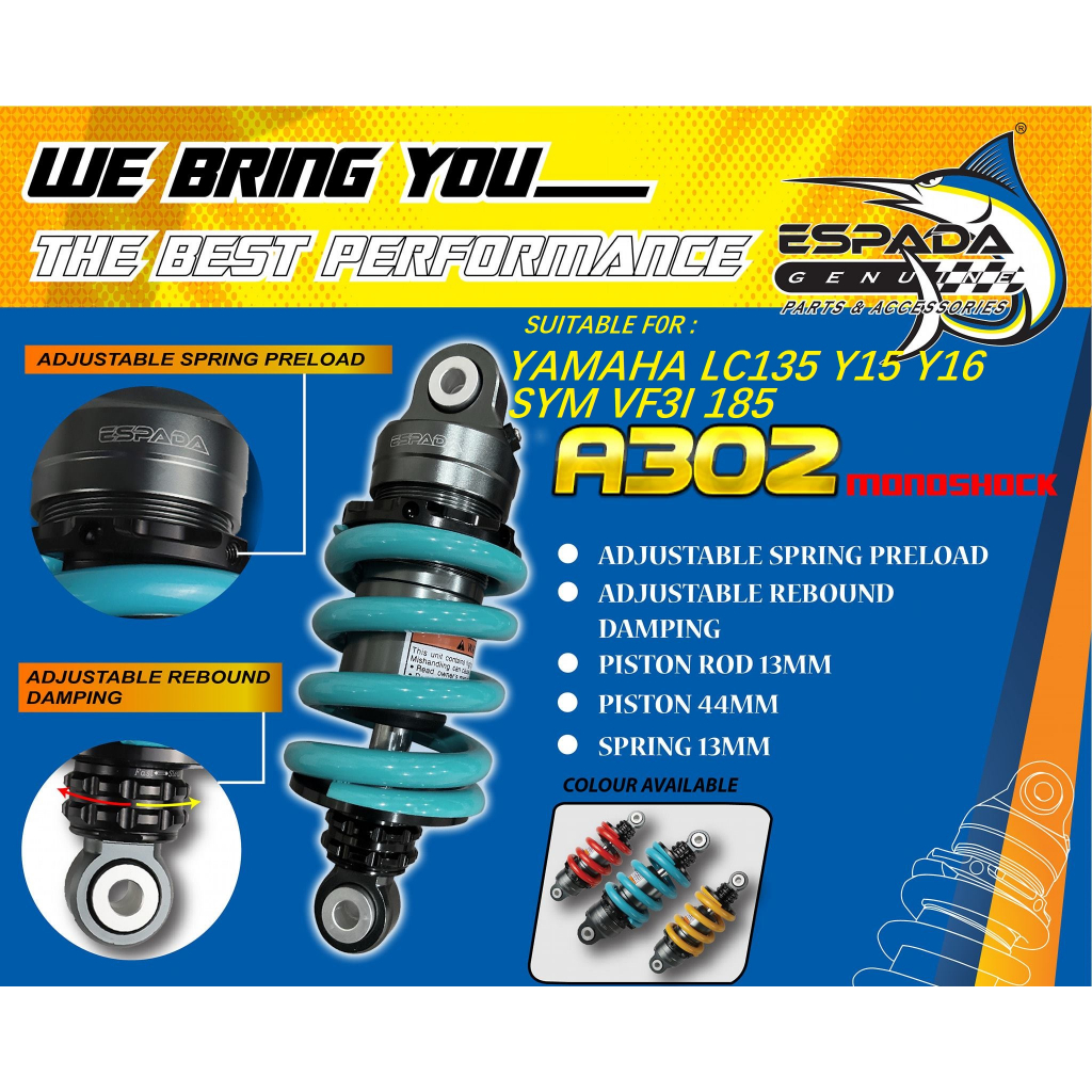 ESPADA Y15 LC135 RFS150 SYM VF3I A302 200MM 203MM 205MM 215MM MONOSHOCK ...