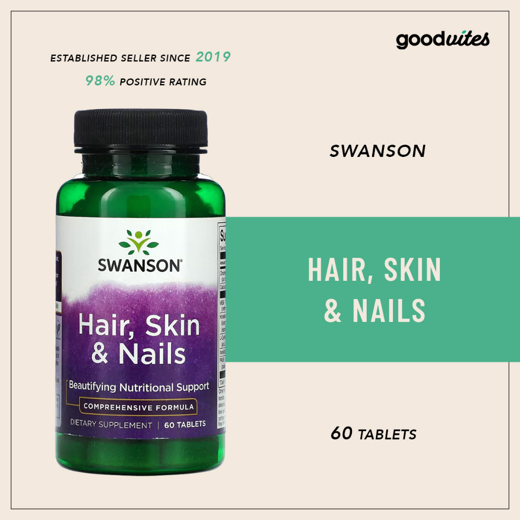 Swanson Hair Skin & Nails 60 Tablets (For Hair Skin and Nails) | Shopee ...