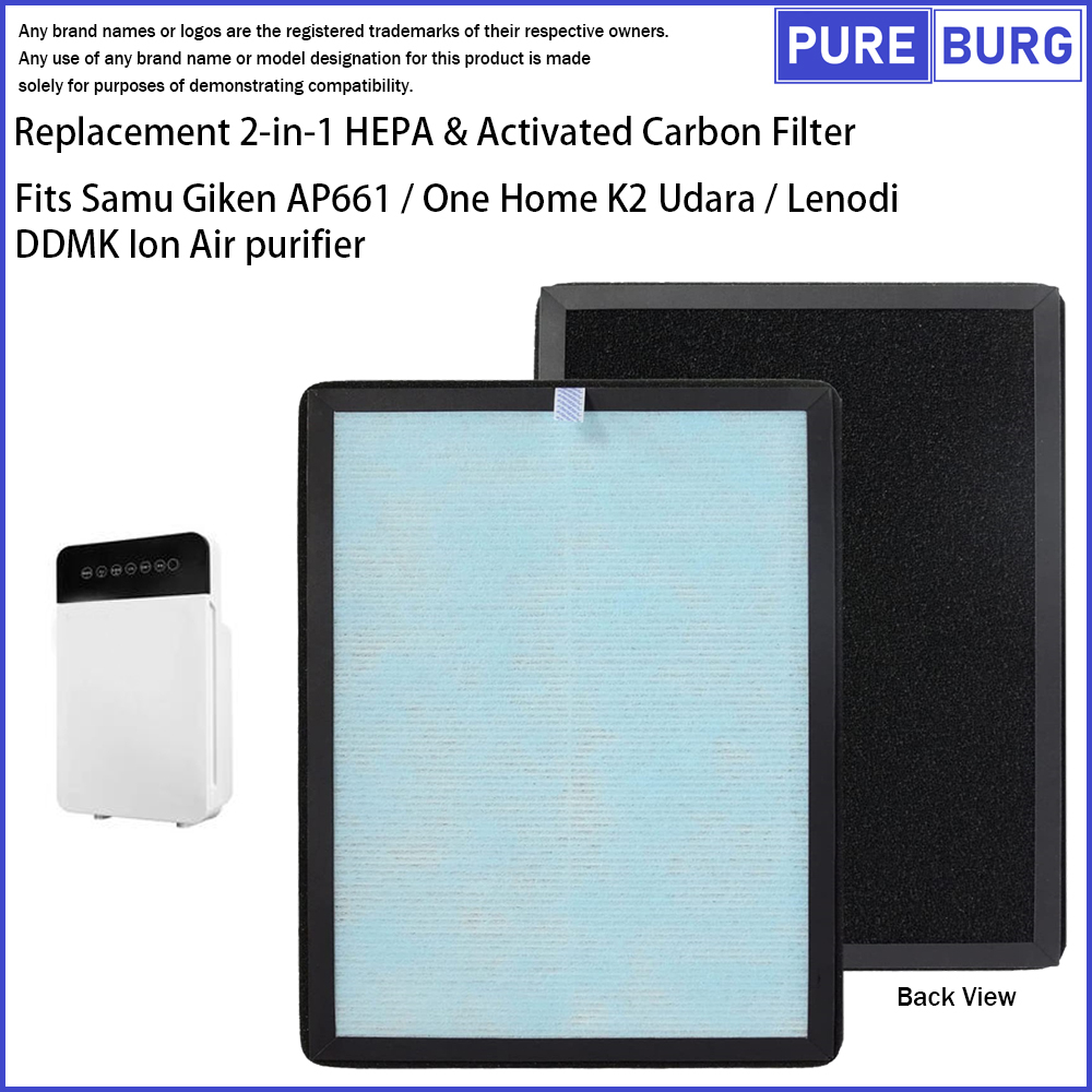 Fits Samu Giken AP661 One Home K2 Udara Lenodi DDMK Hulmers Ion Air purifier 2in1 HEPA Carbon ...