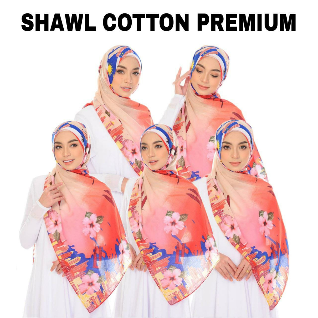 👩🏻👧🏻 Tudung Bawal Merdeka Edisi Ibu Anak Tudung Bendera Malaysia vu ...