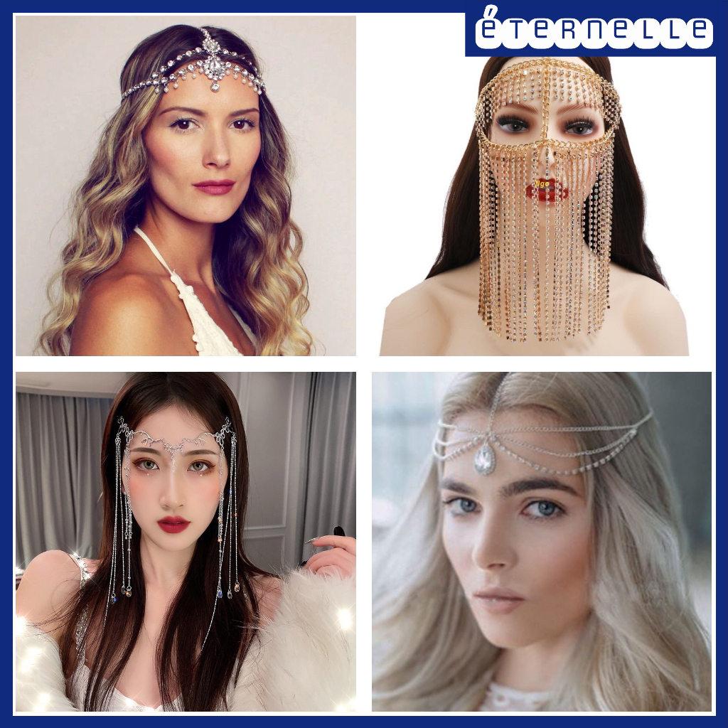 Arabian HeadChain Bollywood Bohemian Crystal Fringed Forehead Chain ...