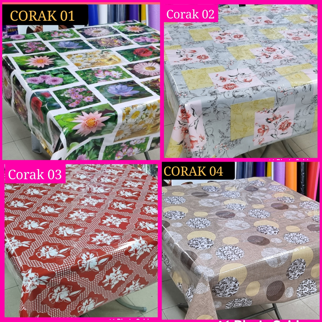 Alas Meja CORAK ukuran meter 54" - Meja makan 6 kerusi meja makan 8 ...