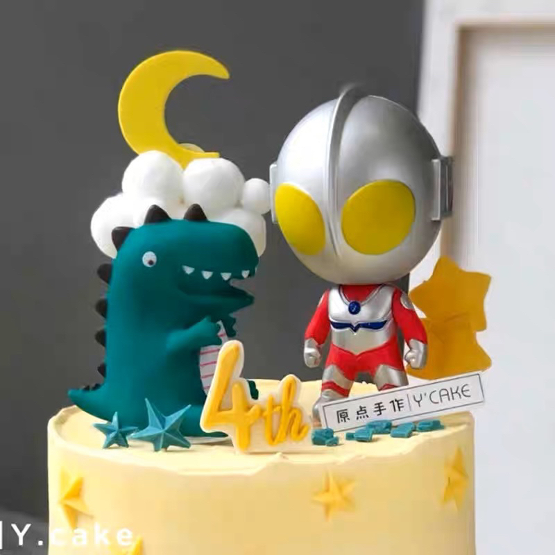 Ultraman and dinosaur Cake Topper for Ultraman Birthday Cake Theme ...