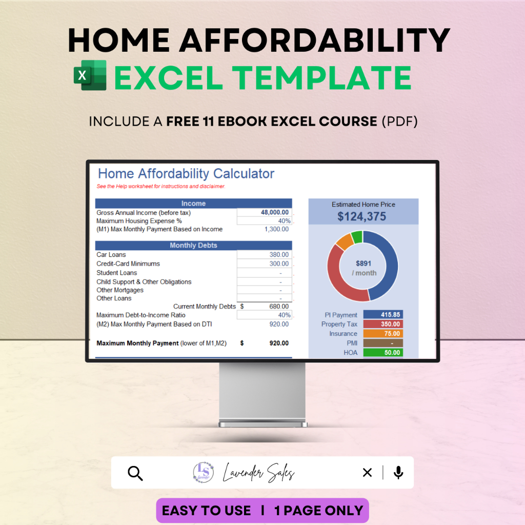 HOME AFFORDABILITY EXCEL TEMPLATE : Home price | Home Calculator ...
