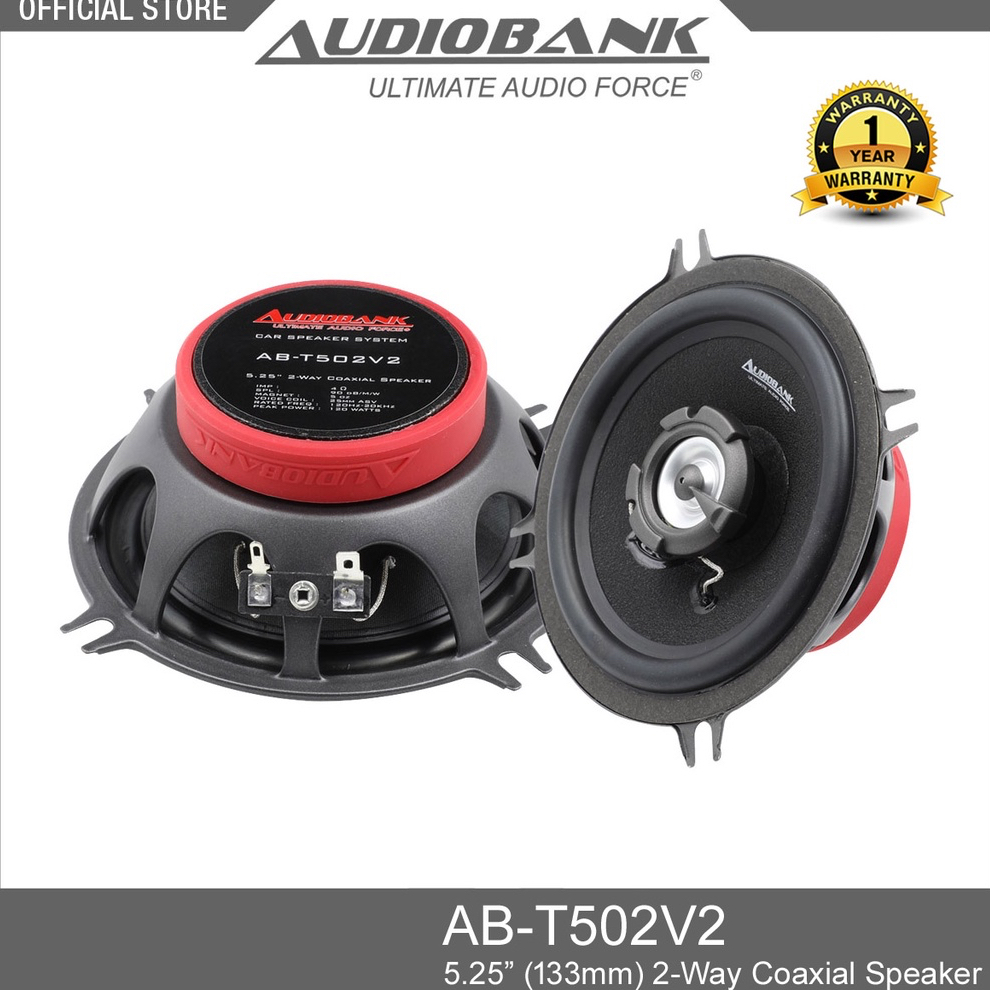 AUDIOBANK Car Audio AB-T502V2 5.25" (133mm) 2-Way Coaxial Speaker ...