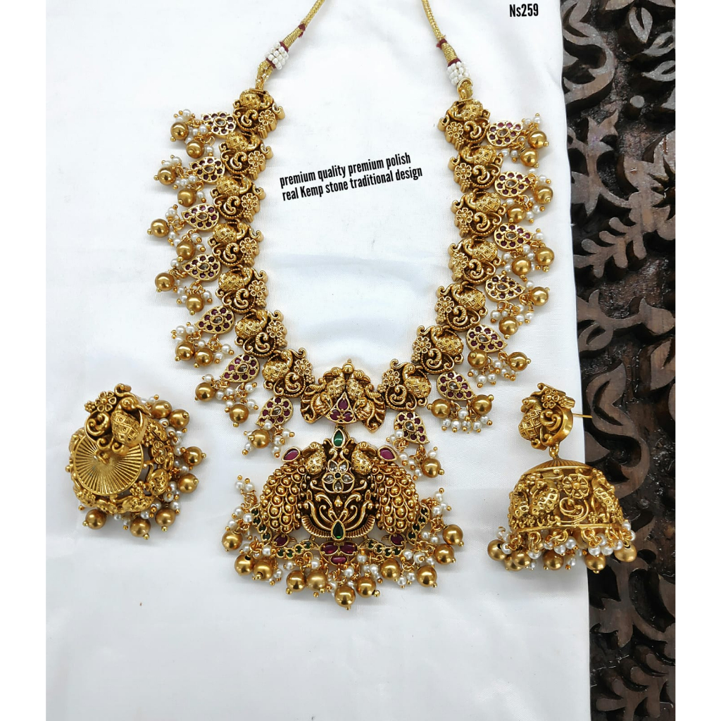Indian matt finish necklaces set | Shopee Malaysia