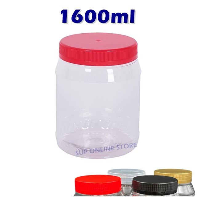 1600ML New year Cookie Jar / Balang Kosong Merah / Balang Kuih Plastik ...