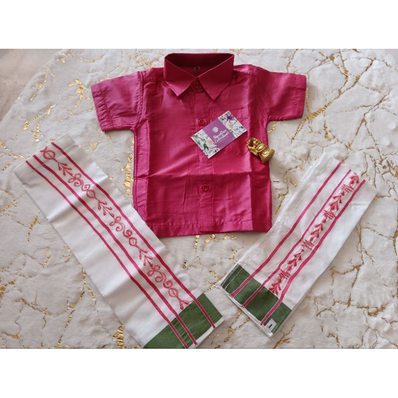 Kids Shirt with Contrast Border Vesti Set | Shopee Malaysia