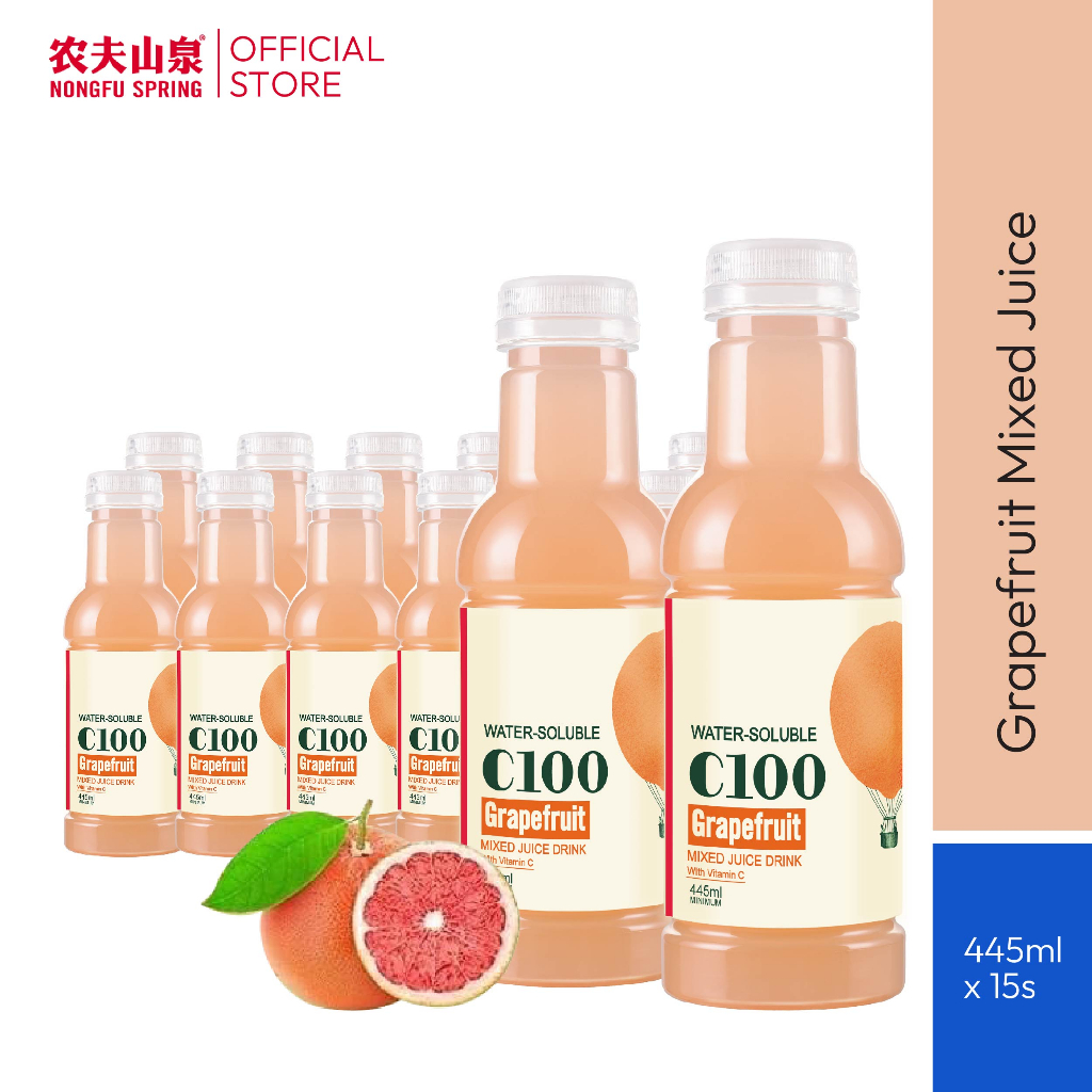 [FLASH SALES!!!ONLY RM1.XX PER BOTTLE] [445ml*15] Nongfu Spring C100 Water Soluble Grapefruit ...