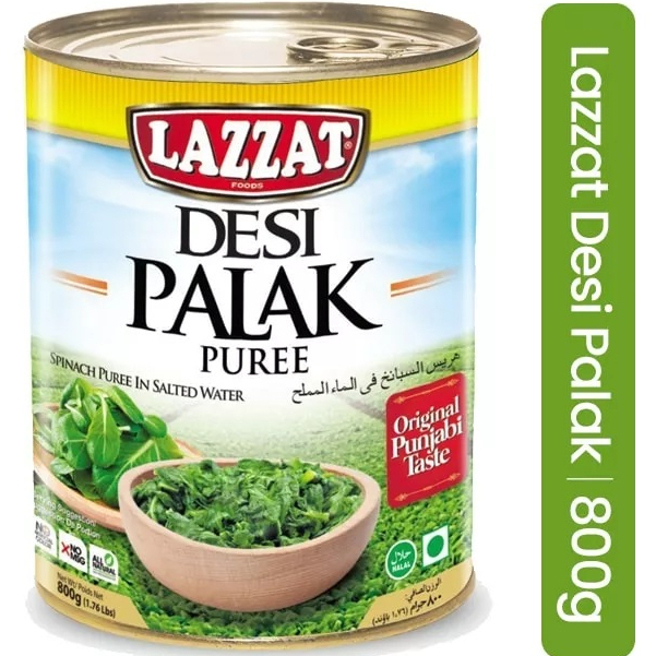Lazzat Cooked Desi Palak, Palak Paneer, Puree Organic Spinach, Original ...