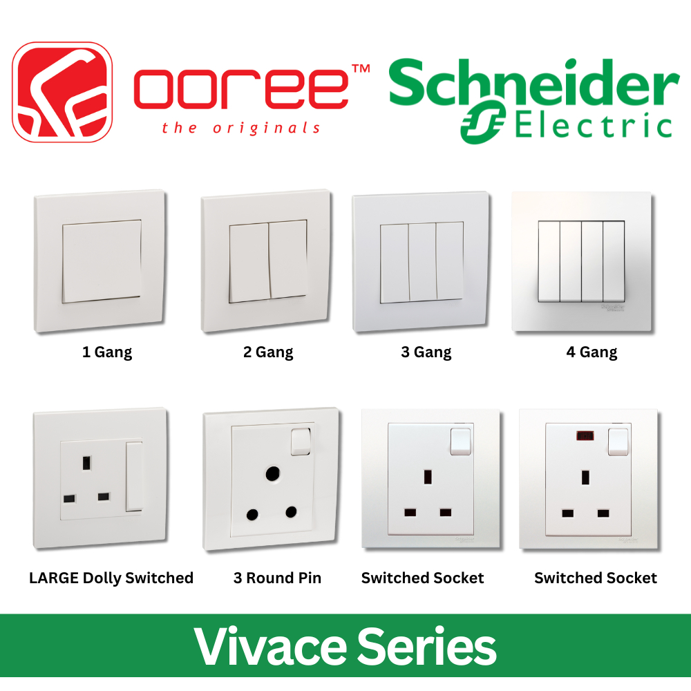 SCHNEIDER ELECTRIC VIVACE SERIES 250V 1 GANG / 10A / 20A / 13A / 15A ...