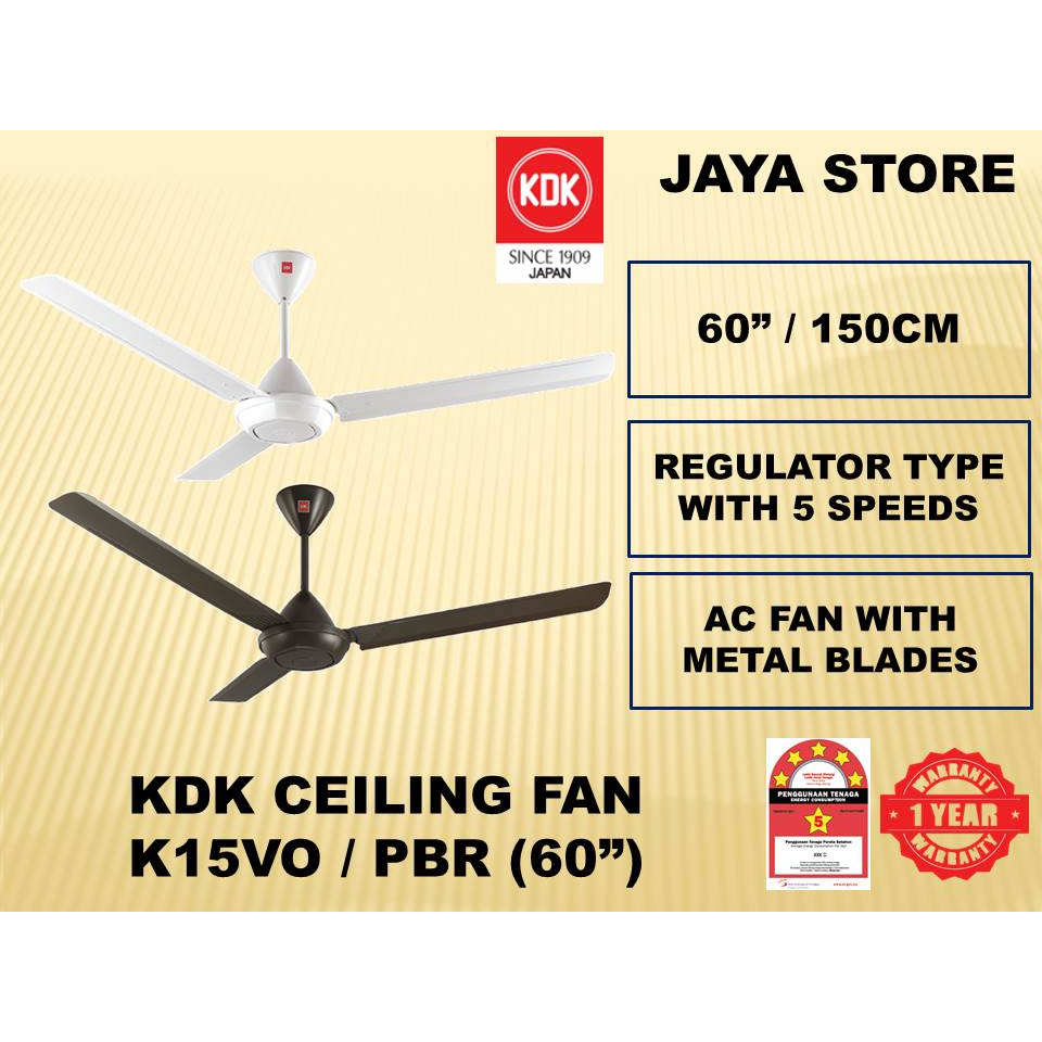 KDK 60" 3 Blade Ceiling Fan With Regulator Control K15VO/PBR | Shopee ...