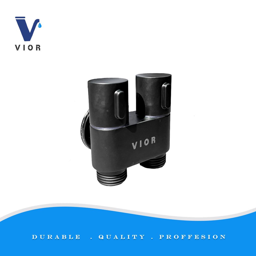 (VIOR) Black Double Quarter Turn Angle Valve Bidet Valve Stop Valve ...
