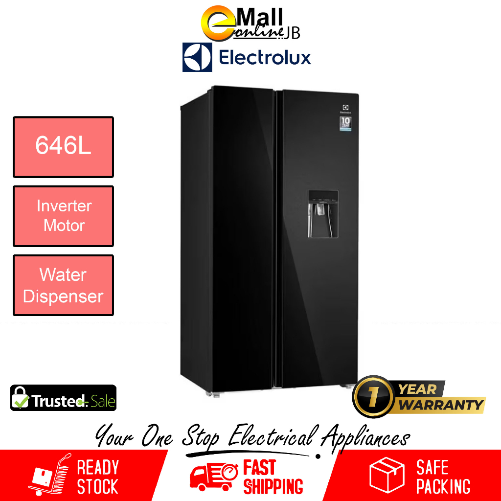 Electrolux 646L Black Side by Side Refrigerator ESE6645A-BMY | Fridge ...