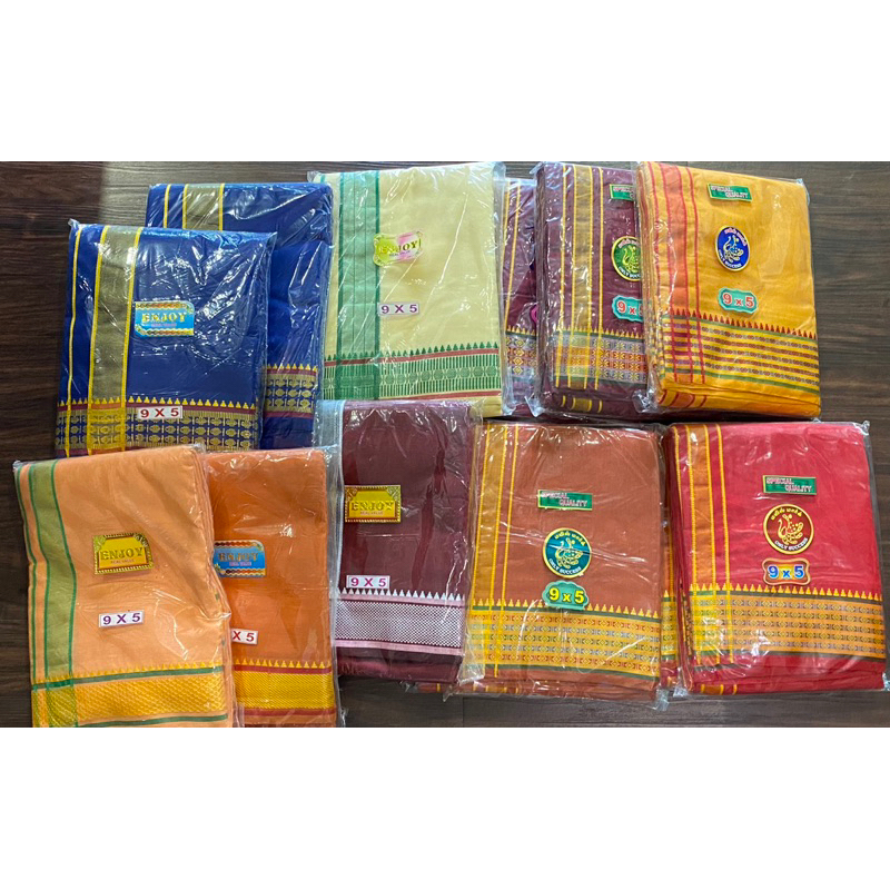 Soft Cotton Color Dhoti 9*5 / Kavi Vesti 9*5 (Limited Stock) | Shopee ...