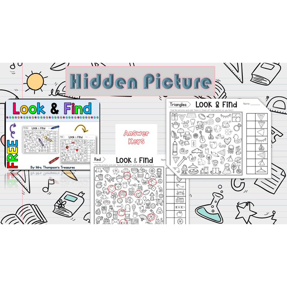 [PRE015] 30 Hidden Picture Activitis Worksheet for Pre-school PDF ...