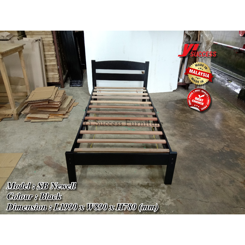 Yi Success Jeana Wooden Single Bed Frame / Solid Wood Single Bed ...