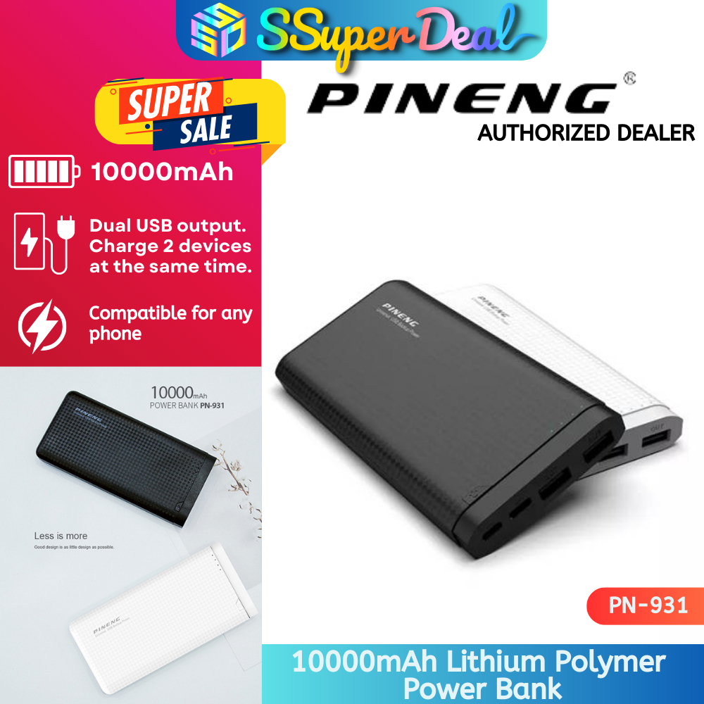 Authentic PINENG PN-931 10000mAh Lithium Polymer Power Bank | Shopee ...