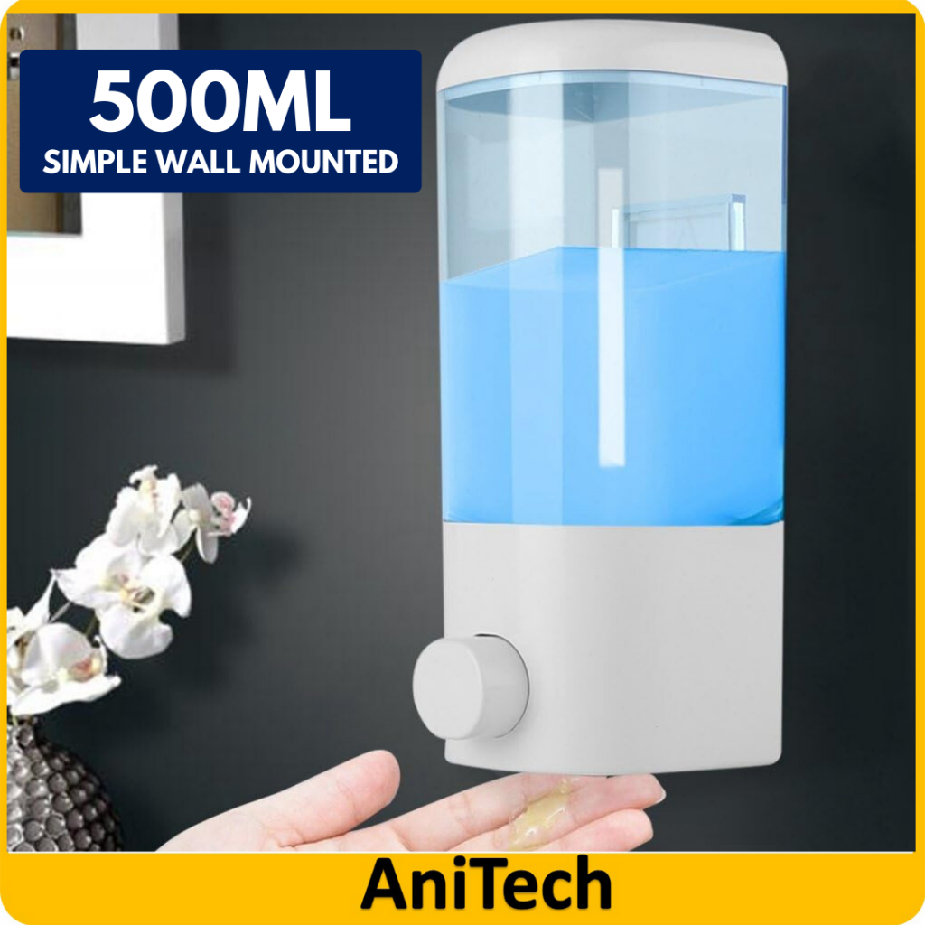 PVC PLASTIC TOUCH LIQUID SOAP DISPENSER WALL MOUNTED 500ml Shampoo ...