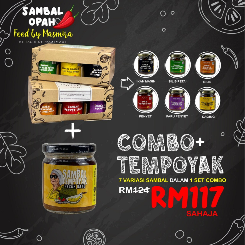 Set Combo 3 / 4 / 6 / 7 / 8PCS Sambal Opah 180g Ikan Masin Kurau Bilis ...