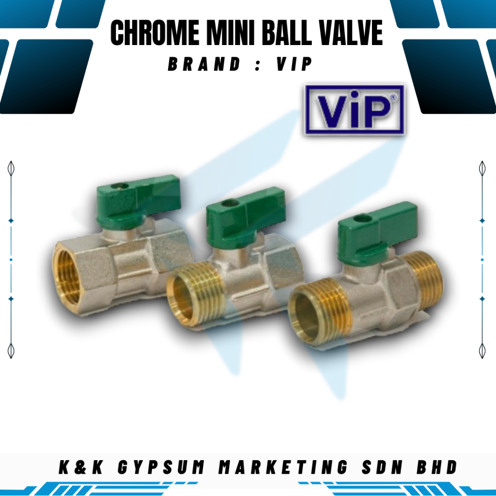 VIP 1/2'' Chrome Mini Ball Valve 323 迷你球阀 ( MM / MF / FF ) | Shopee Malaysia